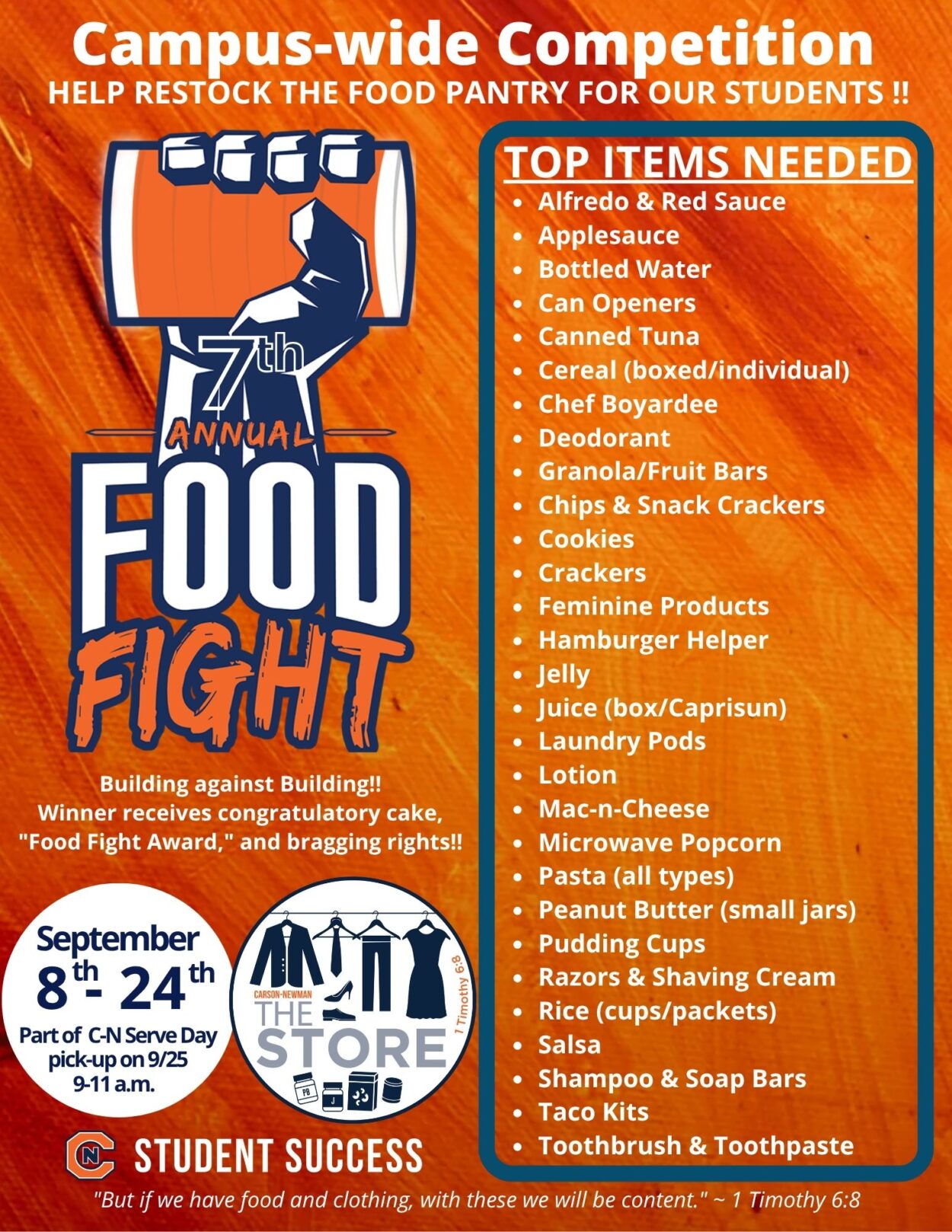 Campuswide Food Fight - Annual Food Drive | Carson-Newman University